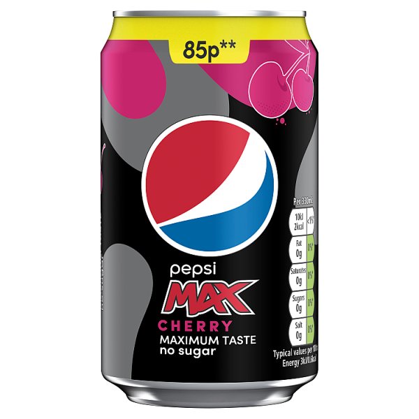 Pepsi Max Cherry No Sugar Pm 85p 330ml - We Get Any Stock