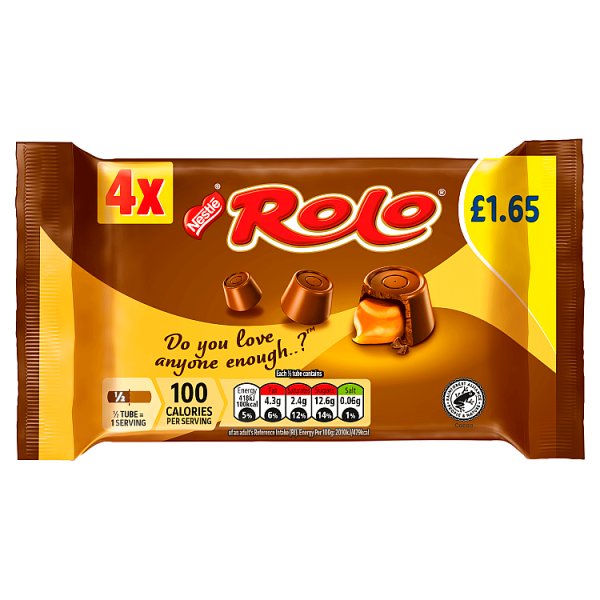 Rolo Milk Chocolate & Toffee Tube 4 Pack Multipack PMP £1.65 166.4g ...