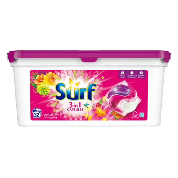 Surf Tropical Lily 3 in 1 capsules Washing Capsules 32 Washes 723 g ...